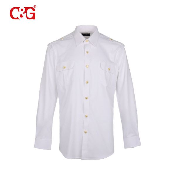 White Flight Shirt, White Pilot Shirt, White Aviation Shirt | Shanghai C&G